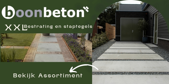 Aanbieding: Groot formaat sterke betonplaten voor oprit en terras